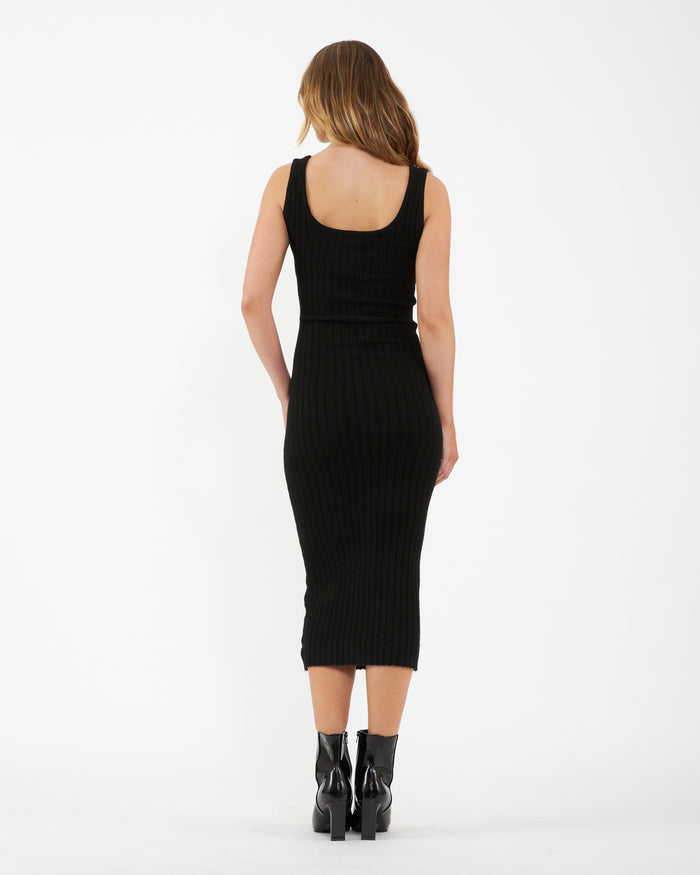 Faye Rib Knit Dress - Black